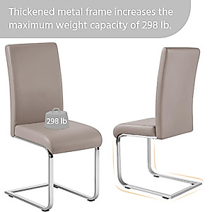 Yaheetech Dining Chairs High Back Leather Side Chairs Dining Living Room Chairs Upholstered Armless Chair with Metal Legs Home Kitchen Furniture Modern, 1 Package of 2pcs, Light Brown