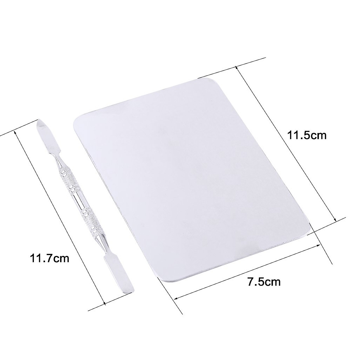 Small Stainless Steel Cosmetic Makeup Palette Spatula Rec Shape Mixing Plate Tool