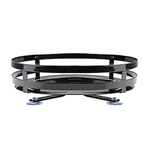 10" Round Steel Lazy Susan Rotating Turntable Food Storage Container Tray for Kitchen Cabinet Pantry Fridge Cupboards Counter Organizing, Fully Rotating Organizer for Spices, Condiments, Makeup