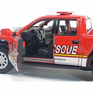 KiNSMART 🚨 2013 Ford F-150 SVT Raptor Supercrew Fire Rescue Edition 1:46 Scale 5inch Die Cast Metal Model Toy Rescue Fire Trucks