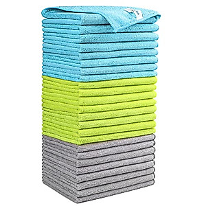 AIDEA Microfiber Cleaning Cloths-24Pack, Softer Highly Absorbent, Lint Free Streak Free for House, Kitchen, Car, Window Gifts(12in.x12in.)