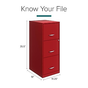 Hirsh Industries Space Solutions 3 Drawer Metal Vertical File Cabinet with Lock Lava Red