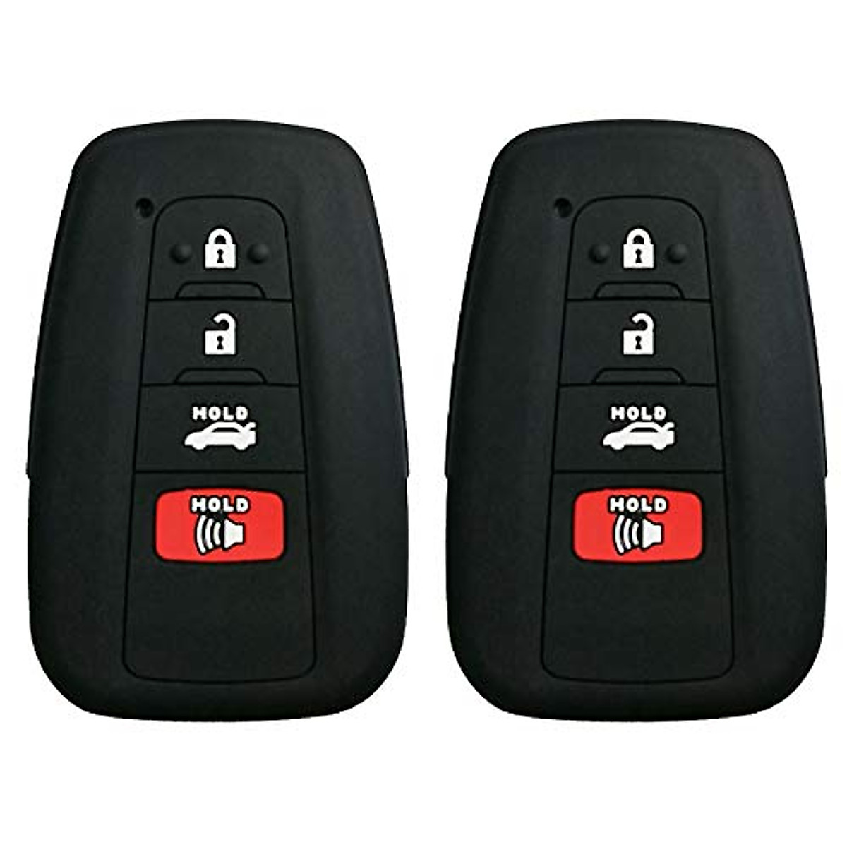 Coolbestda 2Pcs Rubber 4buttons Smart Key Fob Full Protector Remote Skin Cover Case Keyless Jacket for 2019 2020 2021 Toyota Highlander Camry Avalon C-HR Prius Corolla HYQ14FBC