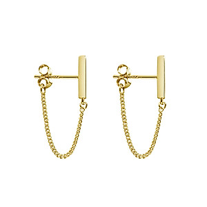 Chain Earrings for Women Gold Dangle Earrings For Women Girls Hypoallergenic Gold Plated Earrings for Women Sterling Silver Gold Stud Earrings for Women (14K Gold)