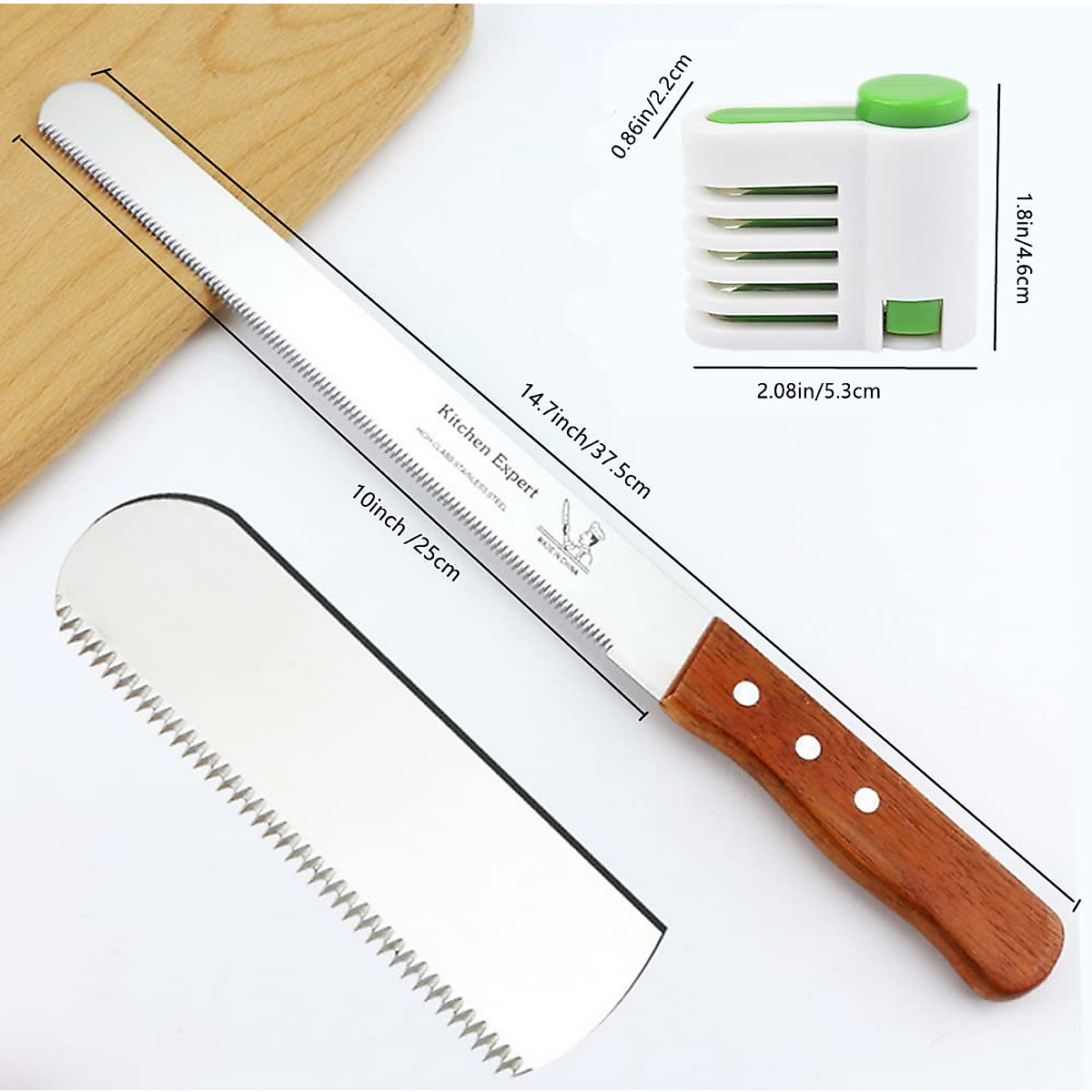 NatureMan 10Inch Serrated Bread Cutter,Bread Slicer,Bread Knife,Stainless Steel Cake Knife, 5 Layers Leveler Slicer
