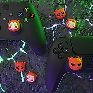 PlayVital Thumb Grip Caps for ps5/4 Controller, Silicone Analog Stick Caps Cover for Xbox Series X/S, Thumbstick Caps for Switch Pro Controller - Little Devils
