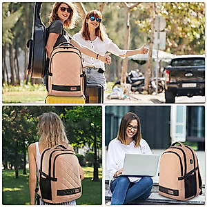 Large Travel Backpack for Women 52L, 17 Inch Laptop Backpacks with USB Charging Port, Stylish School Backpack for Girls, Computer Back Pack for Work Business College Student Teacher Nurse, Pink
