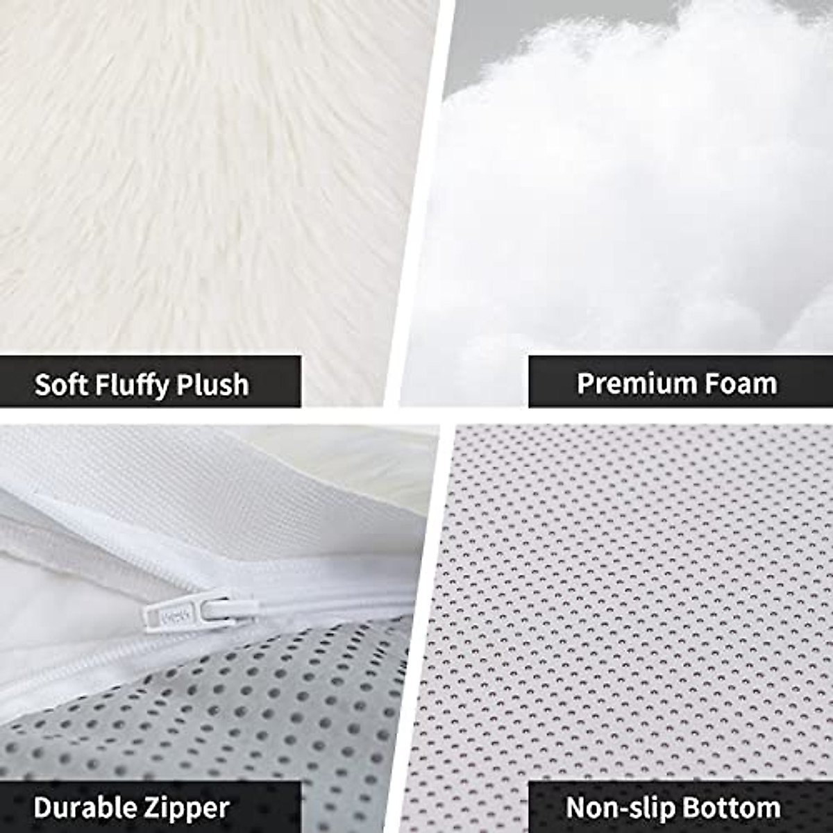 WELLYELO Small Calming Dog Bed Sofa Couch for Small Dogs and Cats - Fluffy Plush Mats for Furniture Protector With Washable Cover (30x26x5, White)