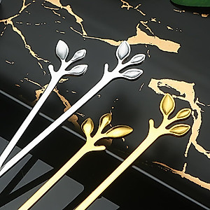 10Pcs Gold Coffee Spoons Set, 4.72inch Leaf Mini Espresso Tea Stir Spoon for Coffee Bar Charcuterie Board, Stainless Steel Small Dessert Demitasse Spoons for Sugar,Ice Cream, Cake (Heavy)