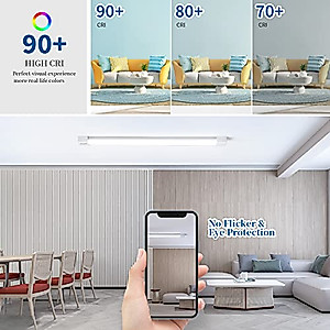 Airand Utility LED Shop Light Fixture 2FT 4FT with Plug, Waterproof Linkable LED Tube Light 5000K Under Cabinet Lighting,1800 LM LED Ceiling and Closet Light 18W, Corded Electric with ON/Off Switch