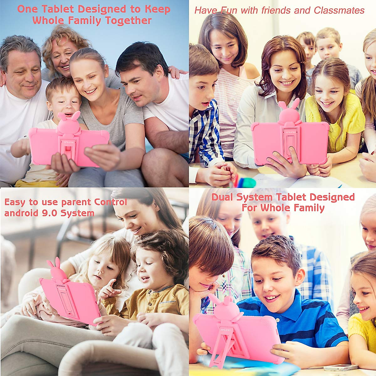 TOPELOTEK Kids Tablet Android Tablet for Kids 7 inch WiFi Toddler Tablet 32GB Quad Core Kids Tablets Support Bluetooth Camera Support Netflix YouTube Parental Control 4000mAh Boys Girls (Pink)