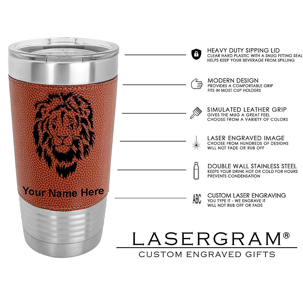 LaserGram 20oz Vacuum Insulated Tumbler Mug, MA Medical Assistant, Personalized Engraving Included (Faux Leather, Basketball Style)