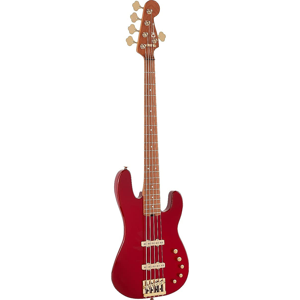 Charvel Pro-Mod San Dimas Bass Guitar JJ V, Caramelized Maple Fingerboard (Candy Apple Red)