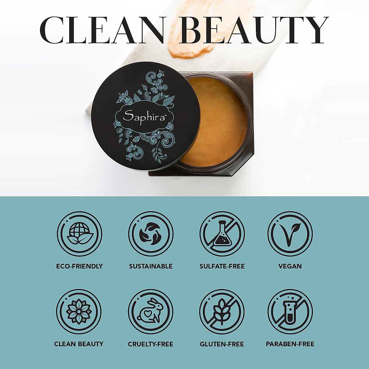 Saphira Mineral Mud Hair Mask, Deep Healing Hair Treatment for Dry, Damaged, Bleached, Color-Treated Hair and Scalp, Sulfate-Free, Paraben-Free, Repairs, Hydrates and Adds Shine, 8.5 Ounce