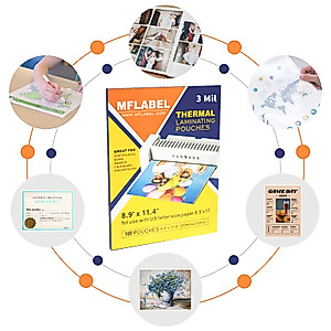 MFLABEL Thermal Laminating Pouches, 8.9 x 11.4-Inches, 3 mil Thick, 200-Pack