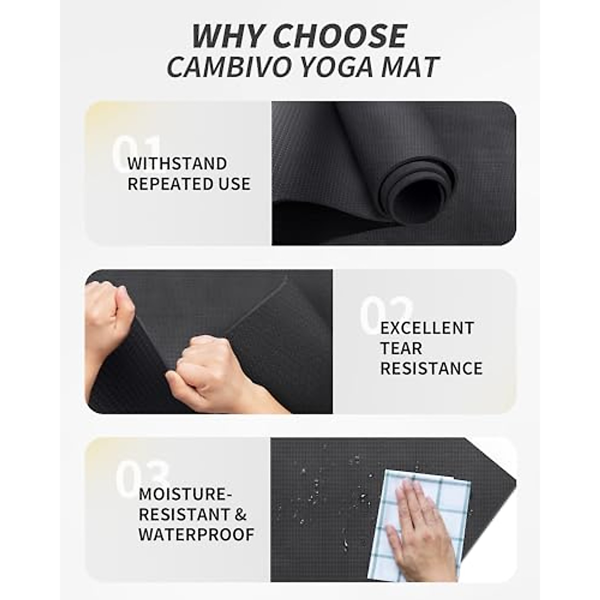 CAMBIVO Yoga Mat for Women and Men, Extra Long and Wide Exercise Mat(84" x 30" x 1/4 inch), Large Non Slip Workout Mat for Yoga, Pilates, Fitness, Barefoot Workouts, Home Gym Studio