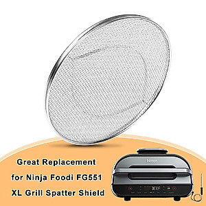 BYKITCHEN Stainless Steel Spatter Shield for Ninja Fg551 Foodi Smart XL Grill, Ninja XL Grill Accessories, Air Fryer Replacement Parts for Ninja 6 in 1 Smart Xl Indoor Grill