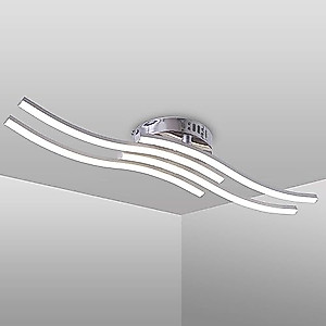 Goeco 4-Light Modern Ceiling Light 24W 2200LM LED Ceiling Light Fixture Neutral White 4000K Curved Design Flush Mount Ceiling Lamp for Hallway, Kitchen, Bedroom, Living Room 110V(Natural White)