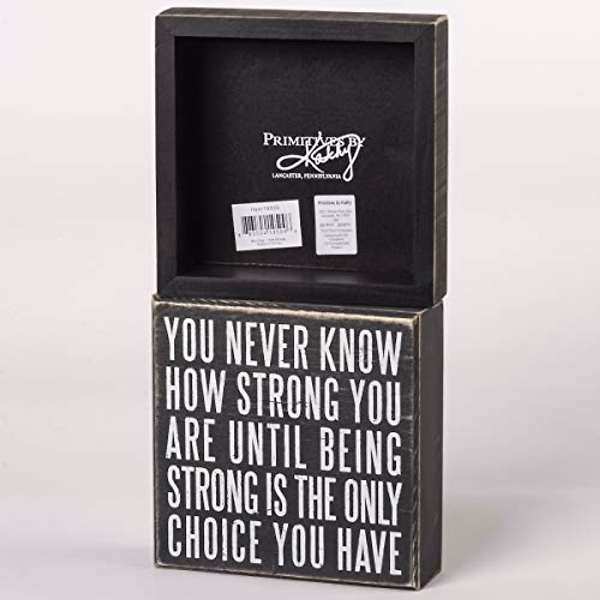 Primitives by Kathy 19509 Box Sign, 6" x 6", Being Strong Is the Only Choice