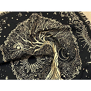 Indian Consigners Tree of Life Altar Cloth Tapestry Tablecloth Celtic Trees Ritual Spiritual Cloth for Sacred Places, Cotton Square Tarot Table Cover 18 by 18 Sacred Cloth