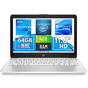 HP Stream 11-inch HD Laptop, Intel Celeron N4000, 4 GB RAM, 32 GB eMMC, Intel UHD, Windows 10 Home in S Mode (11-ak0020nr, Diamond White) (Renewed)
