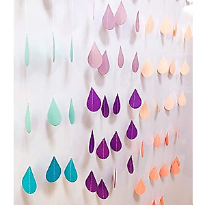 Baby Shower Wedding Birthday Party Decorations Paper Bunting Raindrop Banners Flags Garlands (Blue)