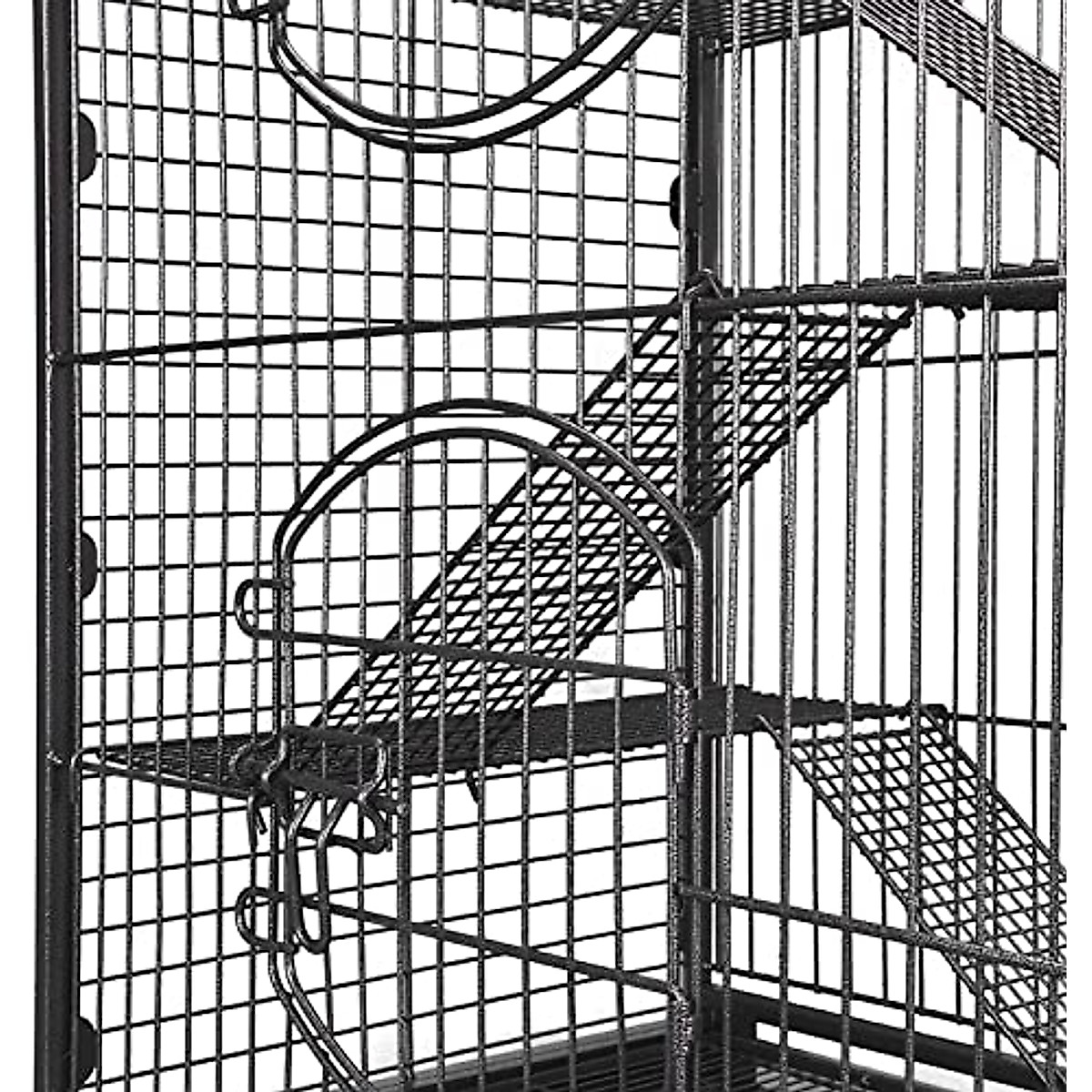 37-inch Metal Ferret Chinchilla Small Animals Hutch Rolling Cage Guinea Pig/Kitten/Rabbit Pet with 2 Front Doors for Indoor Outdoor (Black Vein, Metal Platform and Ladder)