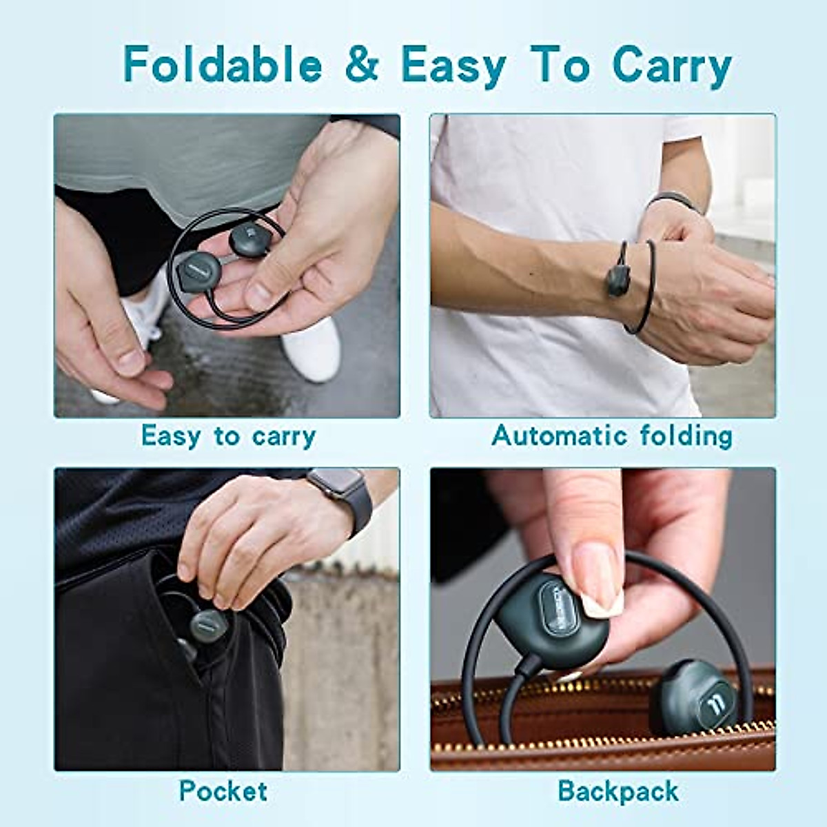 DOBVDLA ULlife Bone Conduction Headphones Lightest Sweatproof Headset Bluetooth 5.3 Sport Headphones with Mic, Foldable Wireless Open Earphones for Running with Ear Hooks