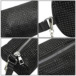 RARITYUS Women Crystals Sparkling Glitter Evening Clutch Handbag Mini Top Handle Purse with Chain for Party Wedding Prom