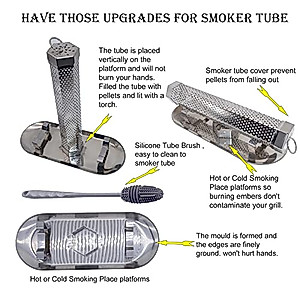 XOIEPZE Pellet Smoker Tube - Smoke Tube for Pellet Smoker With a Stainless Steel Tray - 5 Hours of Billowing Smoke - Smoker Tube Works with Any Grill or Smoker (12" smoker tube)