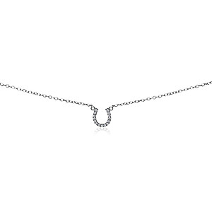 B. BRILLIANT Sterling Silver Necklace for Women Cubic Zirconia Horseshoe Necklaces for Stacking Holiday Birthday
