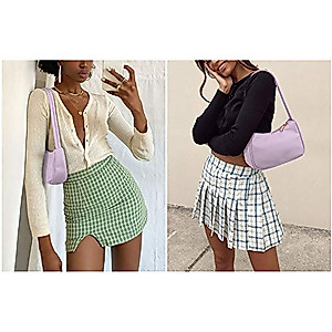 UTO Mini Purses for Women Ultra Soft Leather Vegan Lightweight Clutch Handbag Shoulder Bag Dark Purple