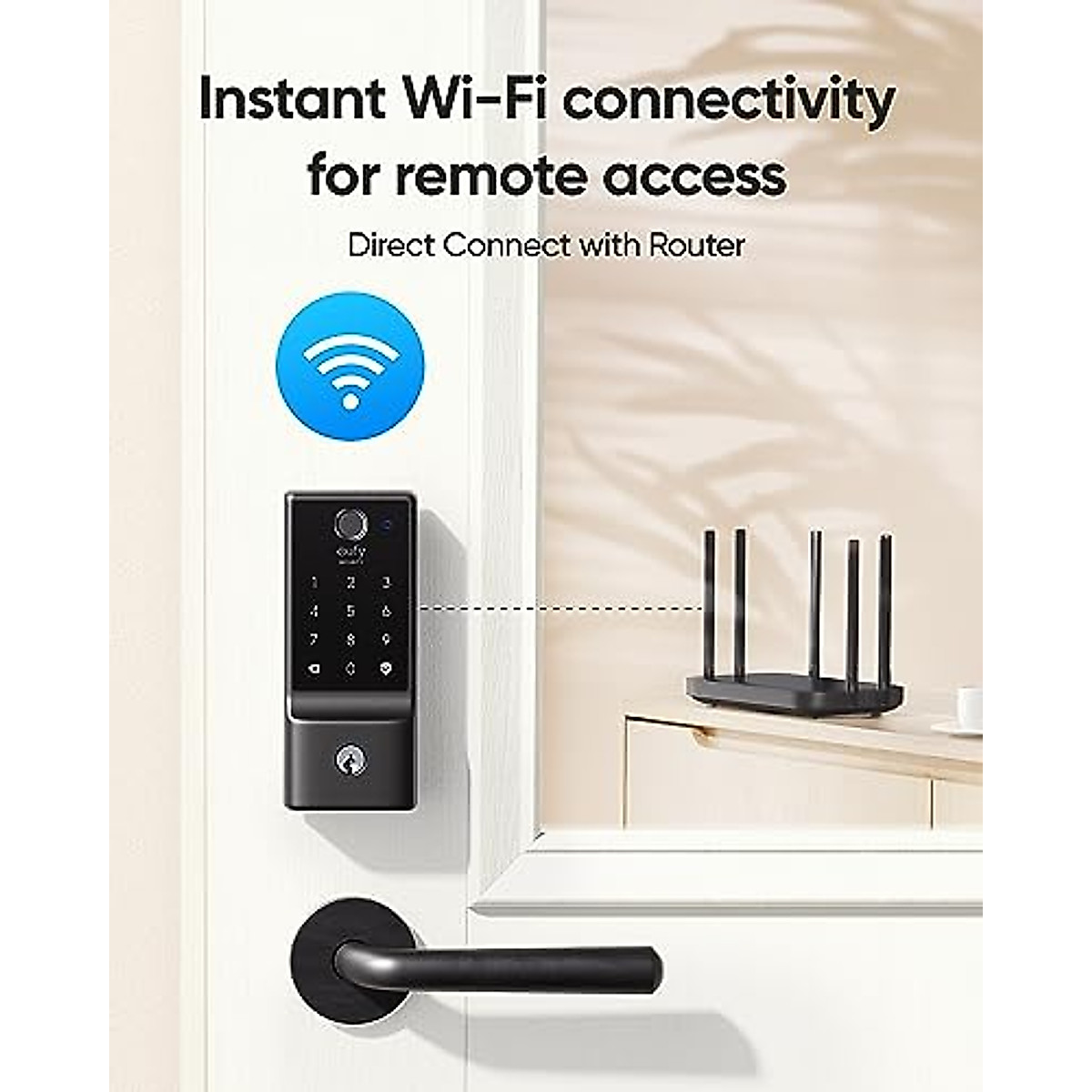 eufy Security Smart Lock C220, Fingerprint Keyless Entry Door Lock, Built-in Wi-Fi, App Remote Control, Front Door Smart Lock Deadbolt, 8Months Battery, Reliable Power, IP53 Waterproof, BHMA Grade 3