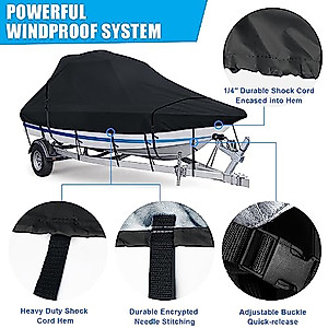 Wakeboard Tower Boat Cover 21-23ft, Heavy Duty 100% Waterproof Over The Tower Cover for V-Hull Fishing Tournament Boat w/Ski Wakeboard Tower Boat Cover…