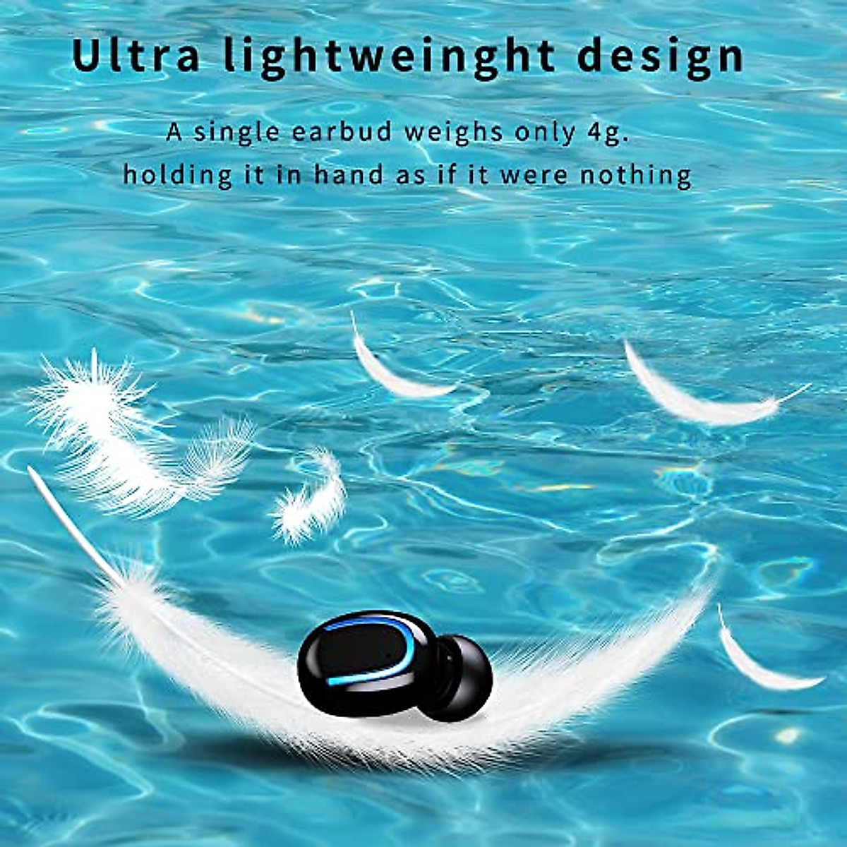 Mini Wireless Earbuds, Bluetooth 5.1 in Ear Light-Weight Headphones, IPX7 Waterproof Sport Stereo Earphone, Built in Mic Noise Cancelling Headset with Charging Case, for iPhone/Samsung/Galaxy