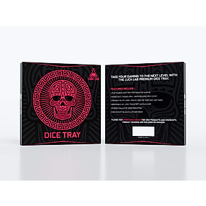 Luck Lab 8 Inch Dice Tray with Lid and Dice Staging Area for Table Top Gaming - Red Tribal Skull Design