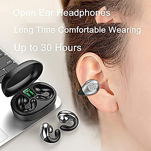 Touch Control Wireless Earbuds with Earhooks Bone Conduction Headphones Waterproof Bluetooth Open Earbuds Earpiece Noise Canceling Headset Sports Bluetooth 5.3 Earphones Headset for Cycling Driving
