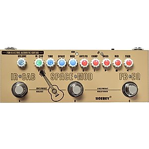 HOEREV Multi Effects Guitar Pedal Delay Reverb Phase Chorus Distortion Overdrive Multi Effects Pedal for Acoustic Guitar Built-in Battery