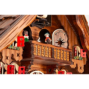 Cuckoo-Palace Large German Cuckoo Clock - The Seesaw Mill Chalet with Quartz Movement with Moving Seesaw - Black Forest Clock