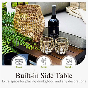 Sophia & William 9PCS Outdoor Patio Furniture Set, Metal Sectional Sofa Set Patio Conversation Set with Beige Cushions-2 x Single Sofa with Side Table, 4 x Single Sofa, 1 x Loveseat, 1 x Tea Table