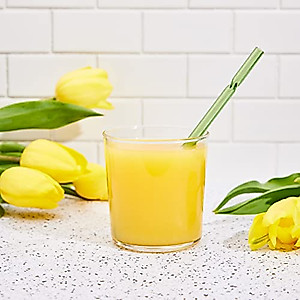 Sweeter Glass Drinking Straw Set | 3-Piece Sleek and Colorful Reusable Straws | 8MM x 10MM | Hot or Cold Drink | Eco-Friendly | Dishwasher Safe (Gold/Light Green/Orange)