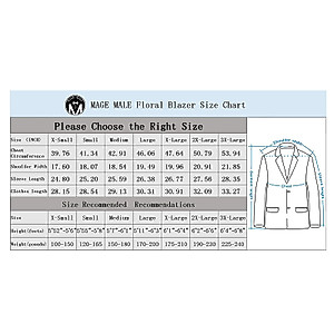 MAGE MALE Men's Dress Party Floral Suit Jacket Notched Lapel Slim Fit Two Button Stylish Blazer Red