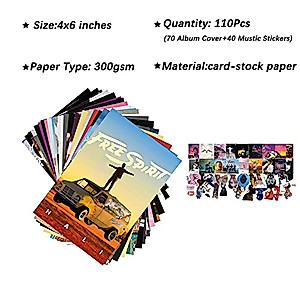 Adzt's 110PCS Album Cover Posters Wall Collage Kit, 70 Music Album Poster 40 Music Album Stickers,Album Style Photo Collection Collage VSCO Bedroom Dorm Decor for Girl and Boy Teens, Small Poster for Room Bedroom Aesthetic