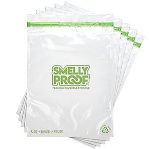 Smelly Proof Reusable Freezer Bags for Food Storage MADE IN USA, Easy Clean, Dishwasher-Safe, PEVA & BPA FREE, XXL 3-mil Thick Bags, Extra Large+ Clear FLAT 12" x 16", 2-GALLON, 5-Pack