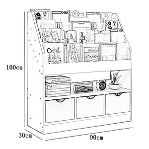 Multilayer Magazine Rack Newspaper Holder Drawer Book Shelf Storage Rack Freestanding Display Rack Materials Household 90X30X100CM MUMUJIN (Color : White)