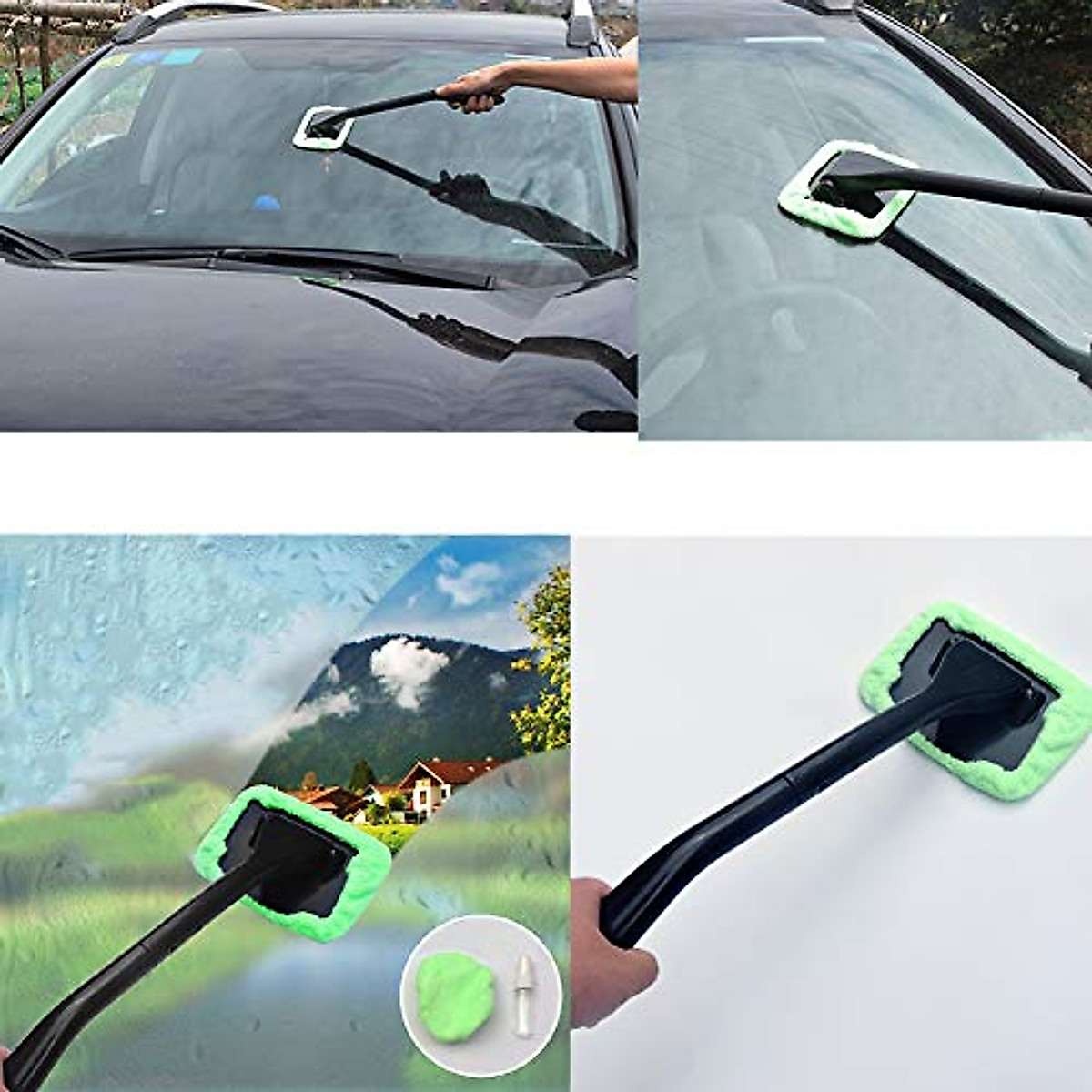 Car Cleaning Kit Wheel Brush Auto Dust Collector Tire Brush Air Conditioning Microfiber Thicken Towel Windshield Cleaning Tool Small Spray Bottle Gentle Effective Car Wash Tool Set Canvas Bag(6 Packs)