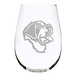 Saint Bernard themed, dog stemless wine glass, 17 oz.