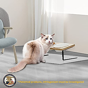 PEJOYT Elevated Cat Ceramic Bowls - Adjustable Tilted Bamboo Raised Dog Bowls for Small Dogs Pet Food and Water Dish Feeder with Stand