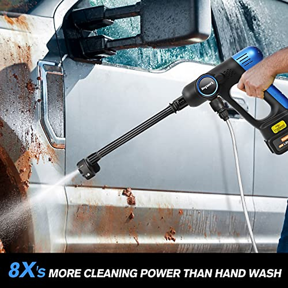 Heywork Cordless Pressure Washer, 600PSI Portable Pressure Washer Handheld, Power Pressure Cleaner with 6-in-1 Adjustable Nozzle