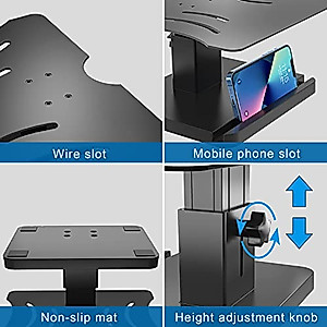 AQQEF Monitor Stand, Height Adjustable Computer Monitor Riser for Desk, Ergonomic Desktop Monitor Stand for Laptop, Computer, iMac (Metal -with USB HUB & Charger)